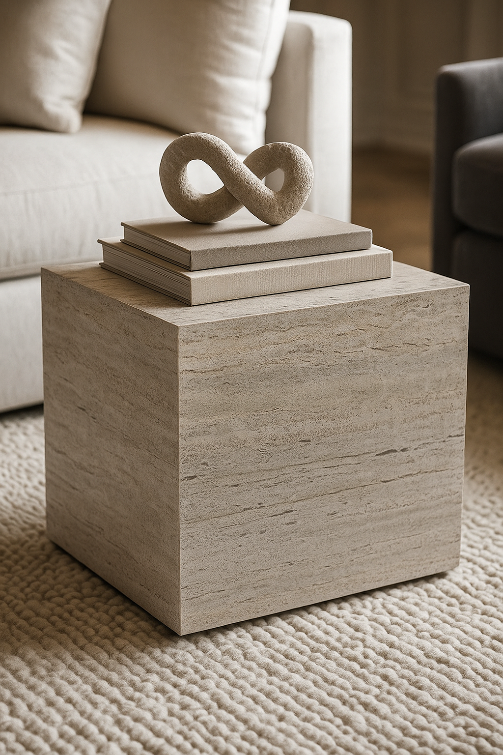 Grey Travertine Plinth – Objects & Heritage